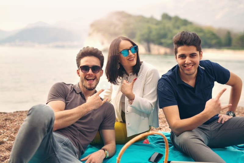 Three friends having fun stock image. Image of group - 90382663