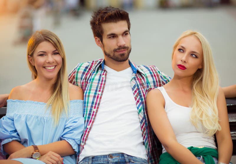 Three friends having fun stock image. Image of relationships - 76368459