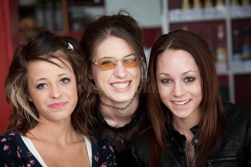 Three Friends Smiling stock photo. Image of funny, lips - 17705266