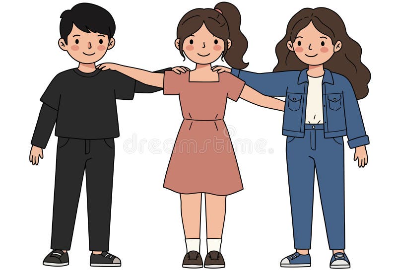 Three friends clipart stock vector. Illustration of adorable - 370977923