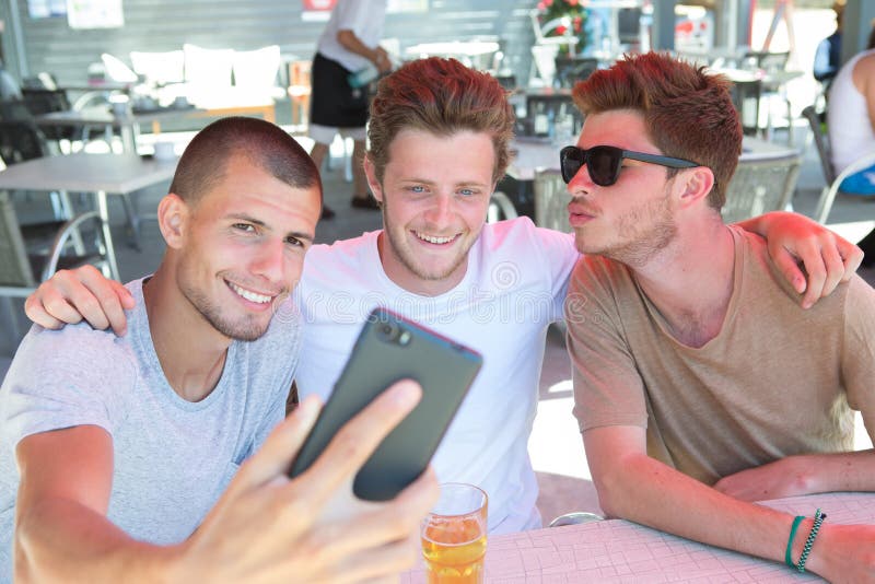 Three Friends Taking Selfie and Making Faces Stock Photo - Image of ...