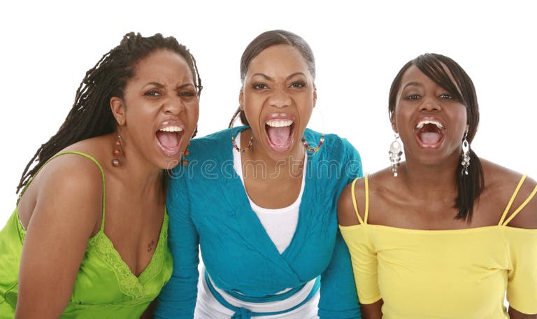 Three friends yelling stock photo. Image of beautiful, screaming - 372272