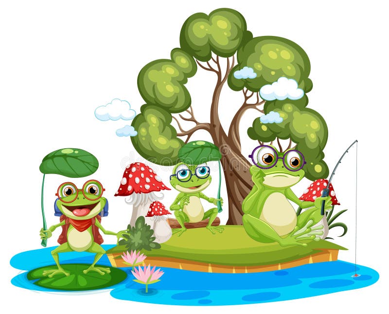 Three Frogs are Sitting in the Tall Grass. Generative AI Image. Stock ...