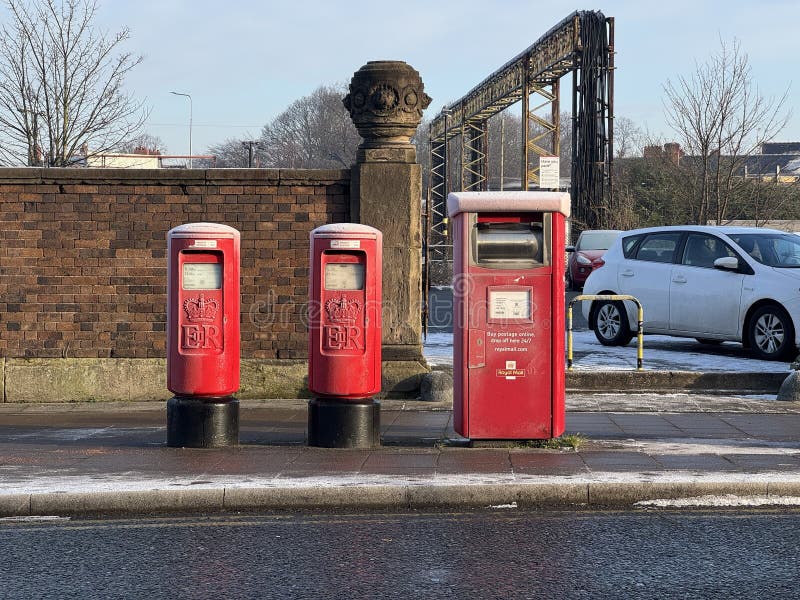 Three Frozen Royal Mail Post Boxes Editorial Stock Image - Image of ...