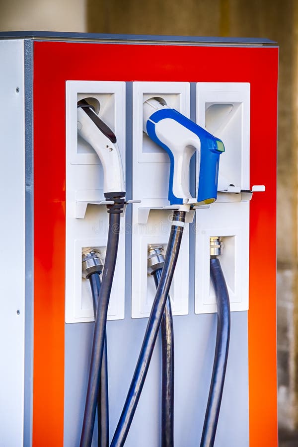 Three Fuel Refilling Dispensers on Gas Station Stock Image - Image of ...