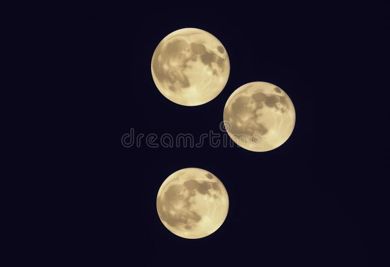 Three Full Moons, Celestial Triple Moon, Lunar Triplicate, Cosmic ...