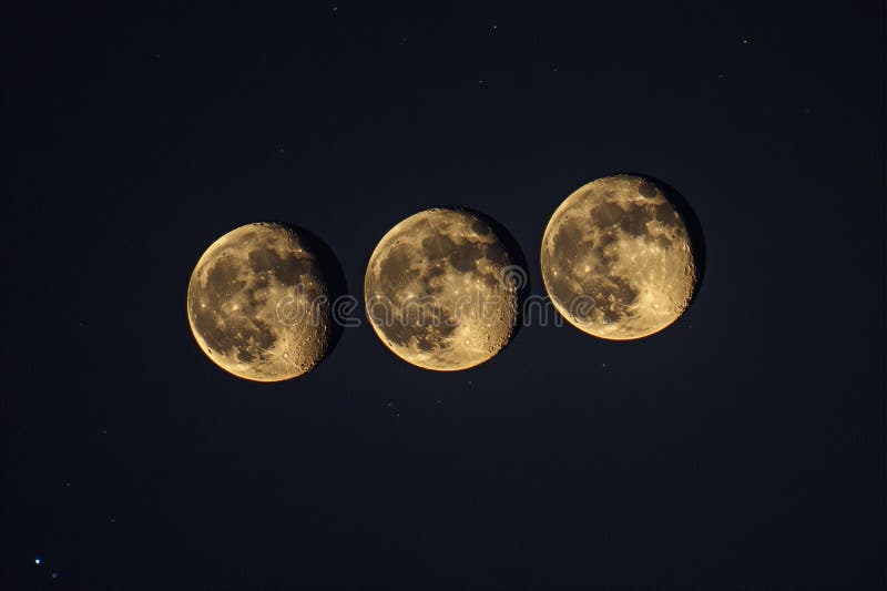 Three Full Moons Shining Brightly in a Starry Night Sky Stock Photo - Image of fancy, mysterious ...