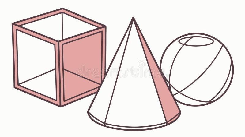 Three Fundamental Geometric Shapes, Cube, Pyramid, Sphere, Vector ...