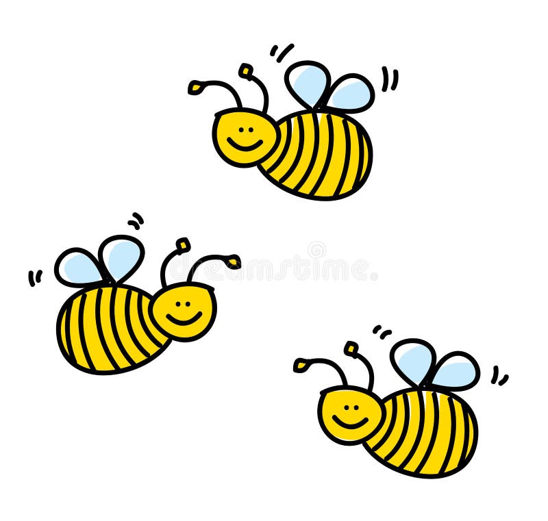 Three Funny Bees Vector Illustration Stock Vector - Illustration of ...