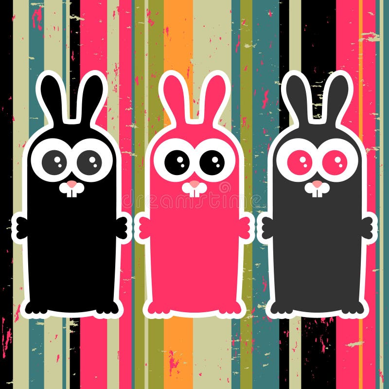 Three funny bunnies stock vector. Illustration of animal - 27674969