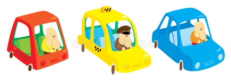 Three funny cars stock vector. Illustration of outdoors - 10653246