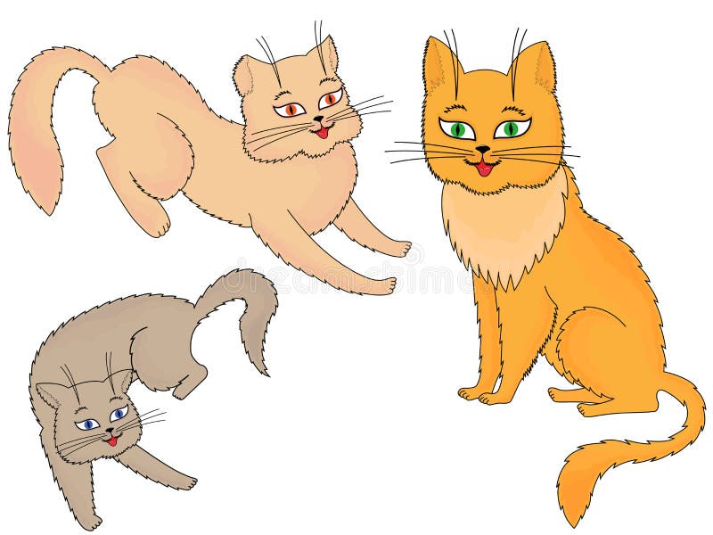 Three Funny Cartoon Cats Stock Illustrations – 807 Three Funny Cartoon ...