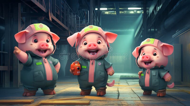 Pigs in Work Uniforms. AI Generated Stock Illustration - Illustration ...