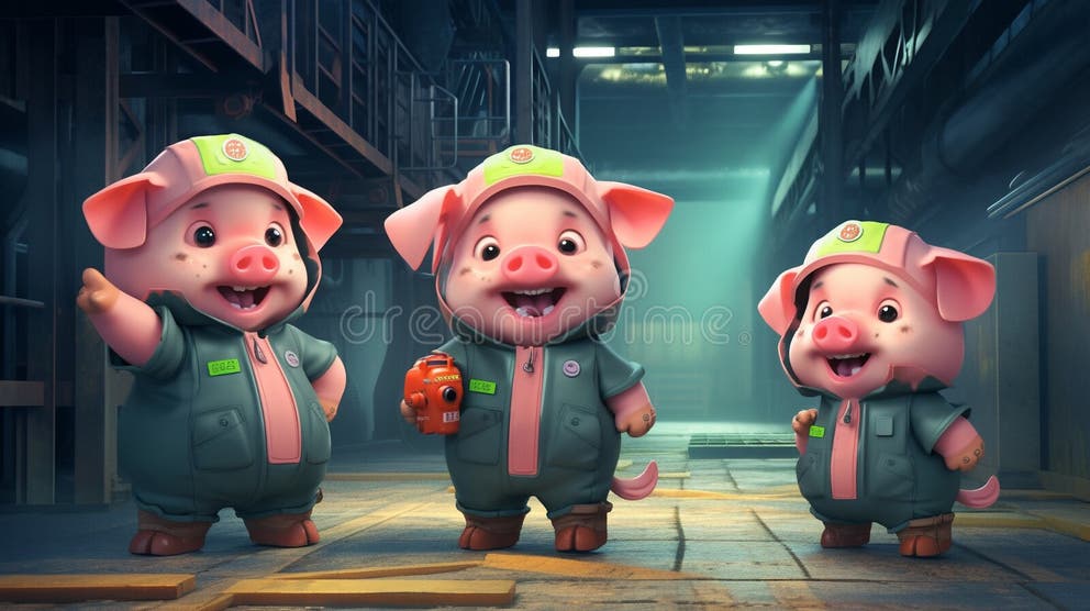 Pigs in Work Uniforms. AI Generated Stock Illustration - Illustration ...