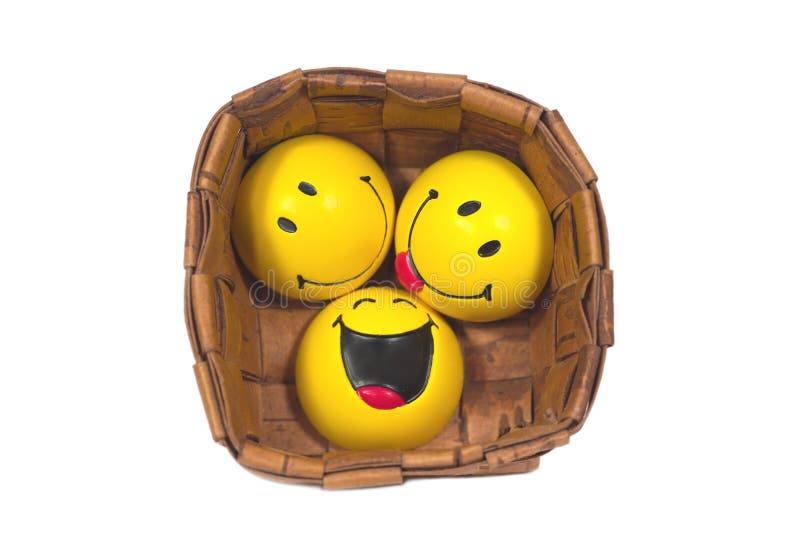 Three Funny Yellow Balls in Braided Pannier Stock Image - Image of ...