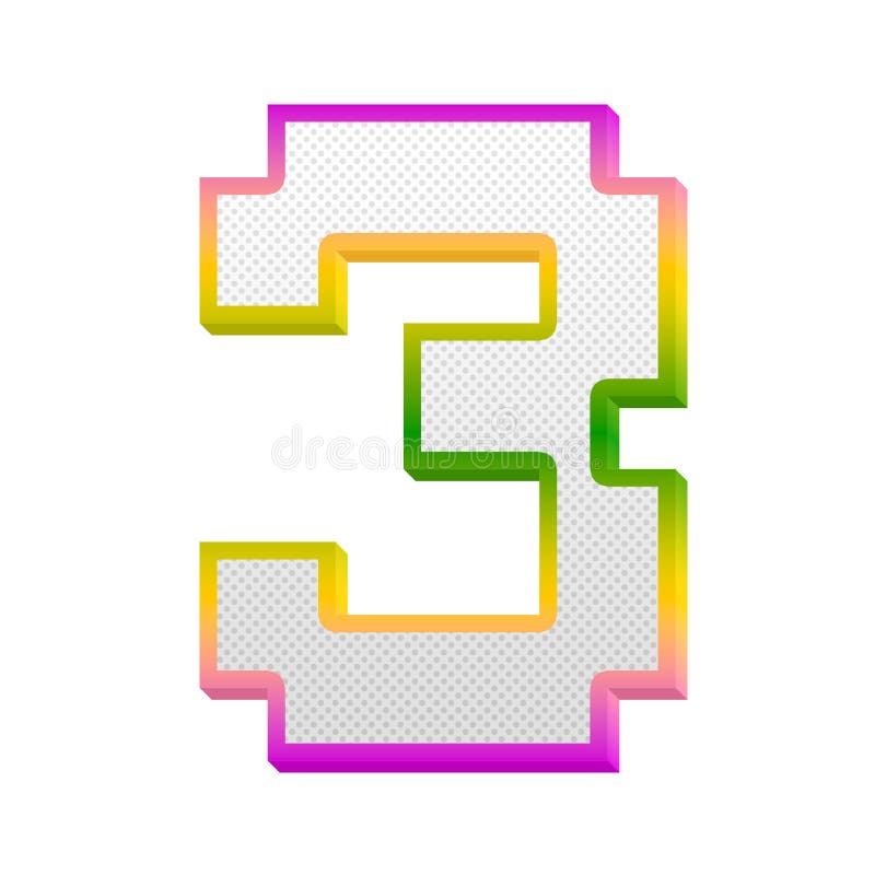 3 Three Gaming Pop 3d Number Isolated on Transparent Background Stock ...