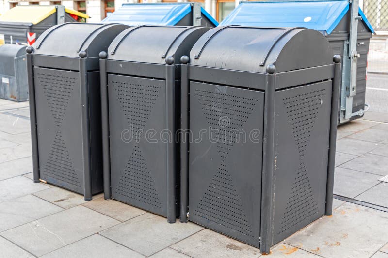 Garbage Bins stock image. Image of trieste, covered - 187299475