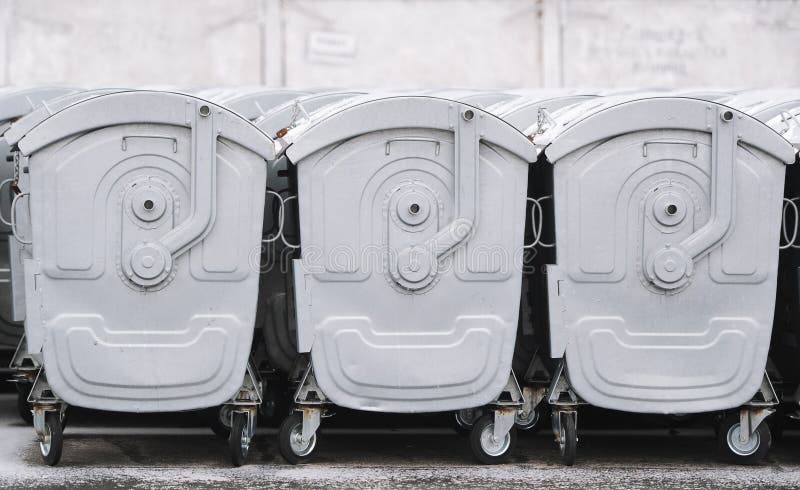 Three garbage containers. stock photo. Image of disposable - 70185922
