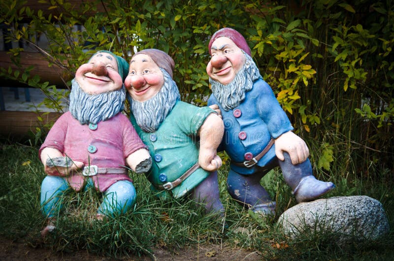 Three Garden Gnomes stock image. Image of little, colourful - 33440295