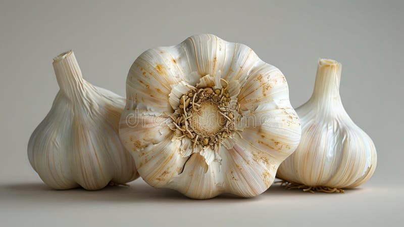 Three Garlic Bulbs are Shown on a White Background Stock Image - Image ...