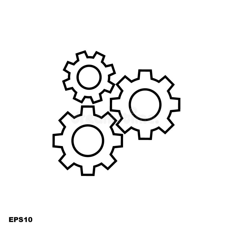 Three Gear Sign Simple Icon on Background. Stock Vector - Illustration ...