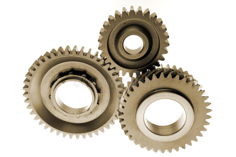 Three gears stock image. Image of metal, indoor, isolated - 4281957