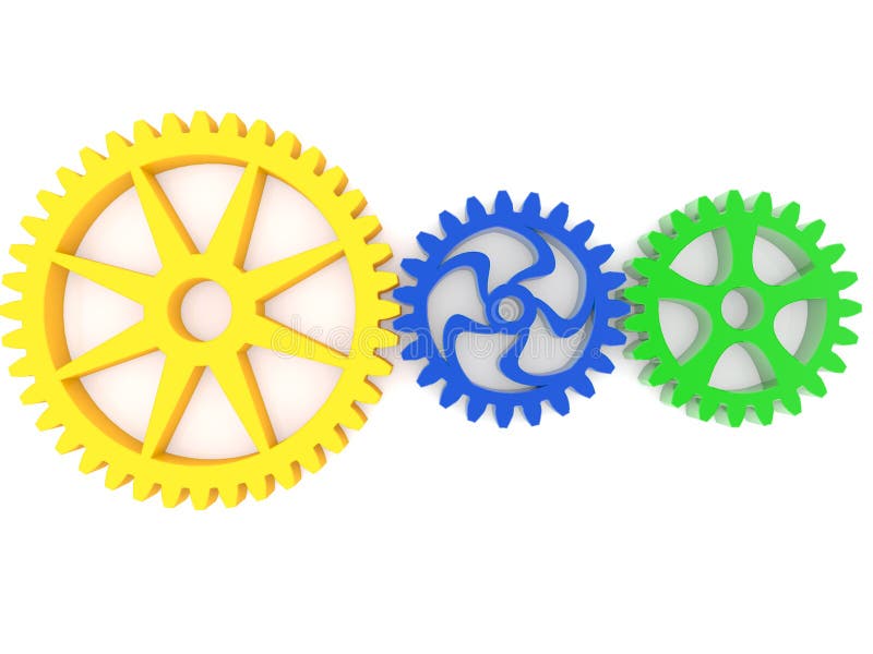 Three Gears of Different Shapes and Sizes are Connected To Each Other ...