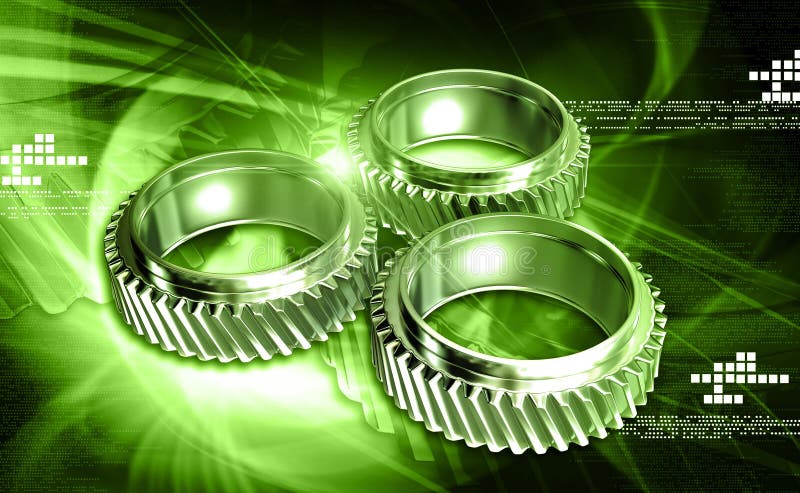 Three gears stock vector. Illustration of plan, button - 93721064