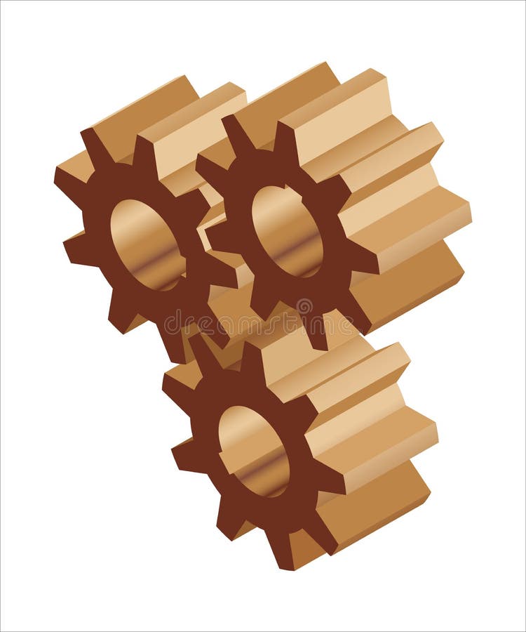 Gears Isometric 3D Black and White Vector Illustration in Flat Style ...