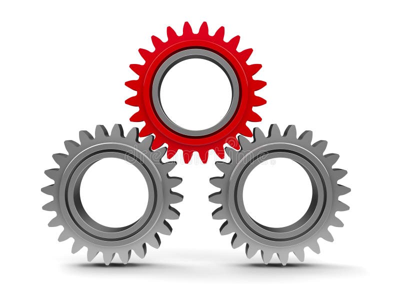 Three Gears with Red Gear 2 Stock Illustration - Illustration of idea ...