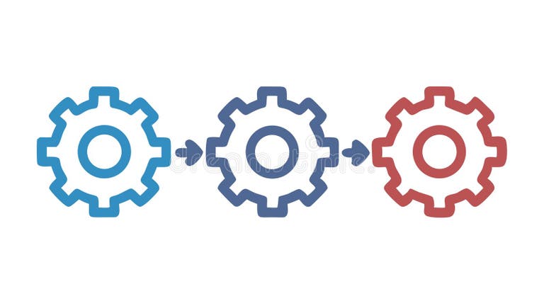 Three Gears in Sequence Outline Icon Process Workflow, Vector Design Generative AI Stock Vector ...