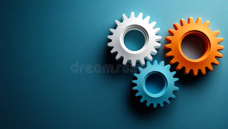 Three Gears are Shown on a Blue Background Stock Image - Image of ...