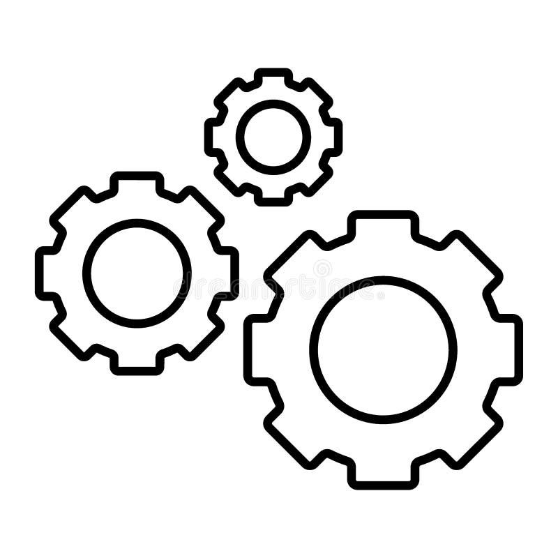 Three Gears Thin Line Icon. Cogwheels Vector Illustration Isolated on ...