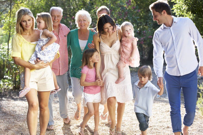Three Generation Family on Country Walk Together Stock Image - Image of ...