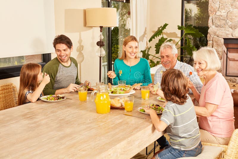 Three Generation Family Having Lunch Stock Image - Image of daughter ...