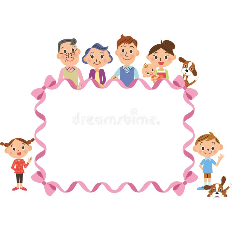 Three-generation Family and Ribbon Frame Stock Vector - Illustration of ...