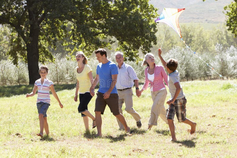 Three Generation Family Walking in Countryside Stock Image - Image of ...