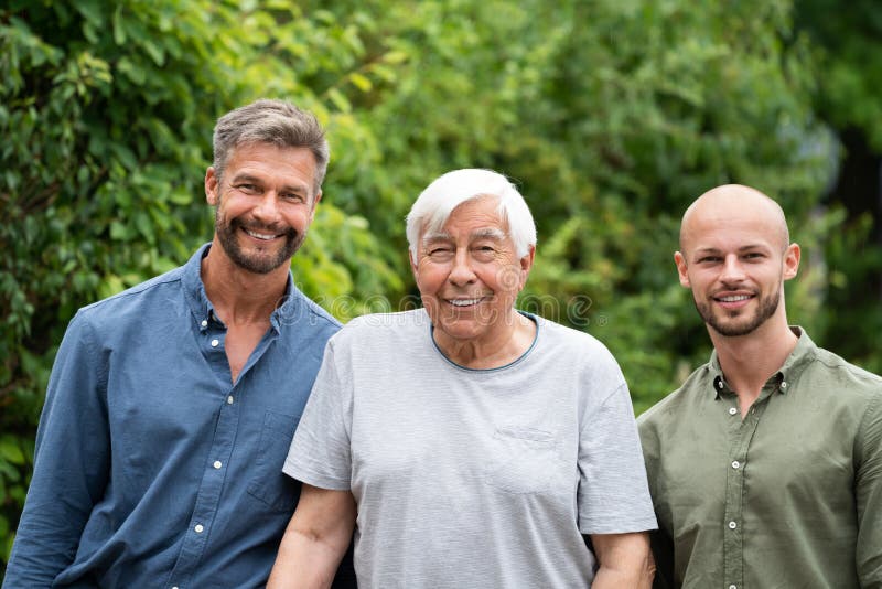 Three Generation Men Family Portraits Stock Photo - Image of family ...