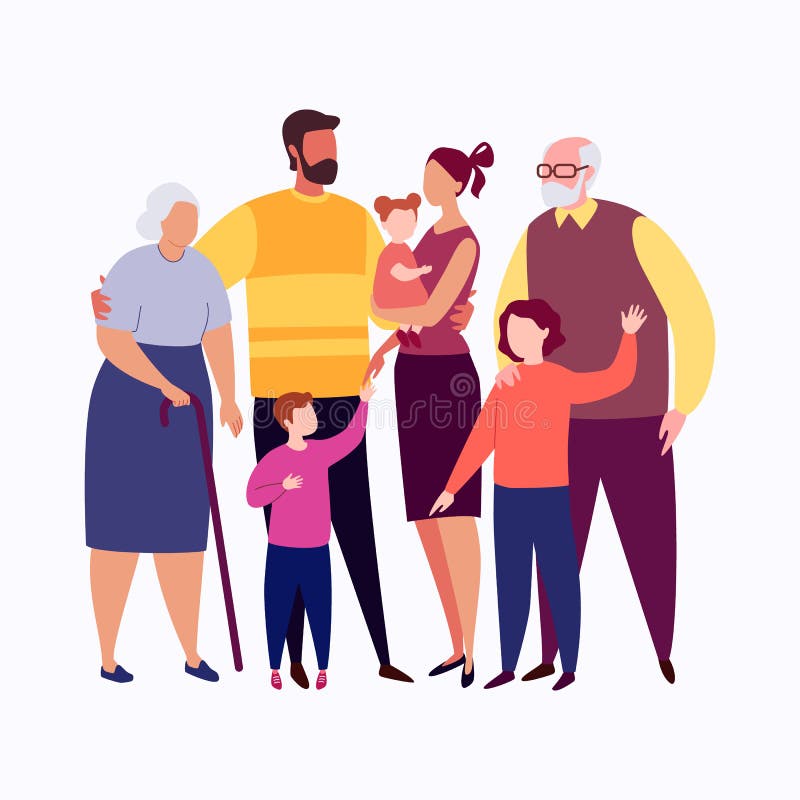 Three Generations of Family Together. Grandma, Grandpa, Mom, Dad ...