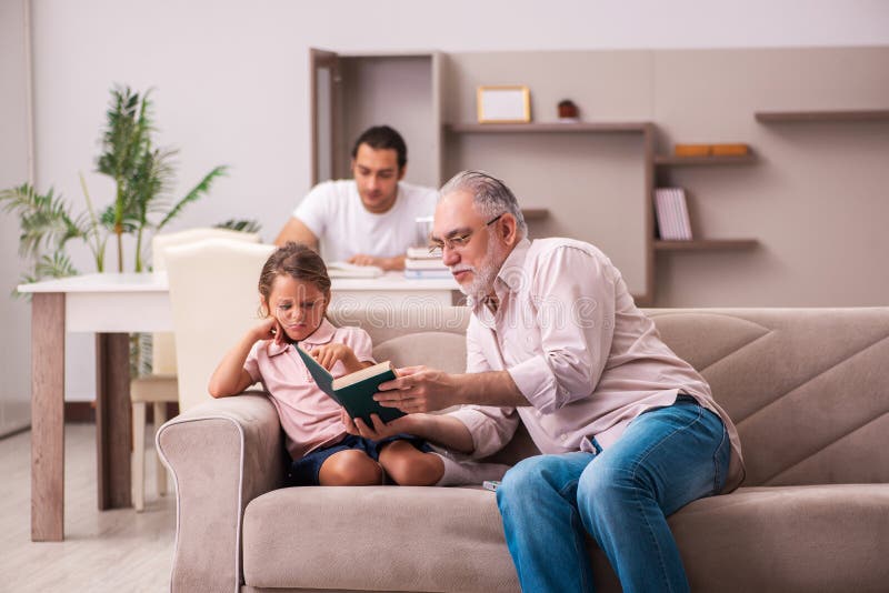 Three Generations at Home during Pandemic Stock Photo - Image of ...