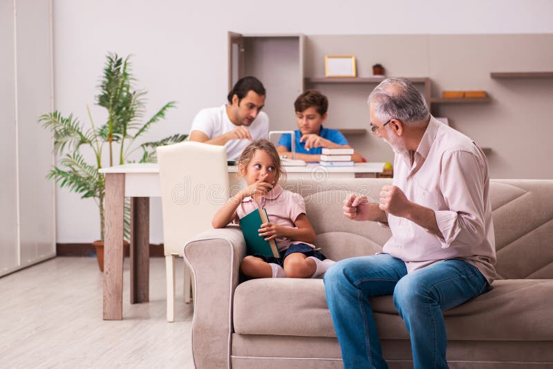 Three Generations at Home during Pandemic Stock Photo - Image of mentor ...