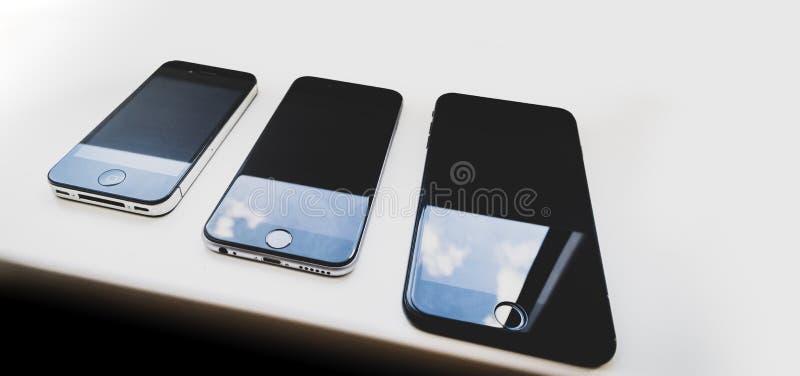 Three Generations of Iphones Stock Photo - Image of cellphone, shape ...