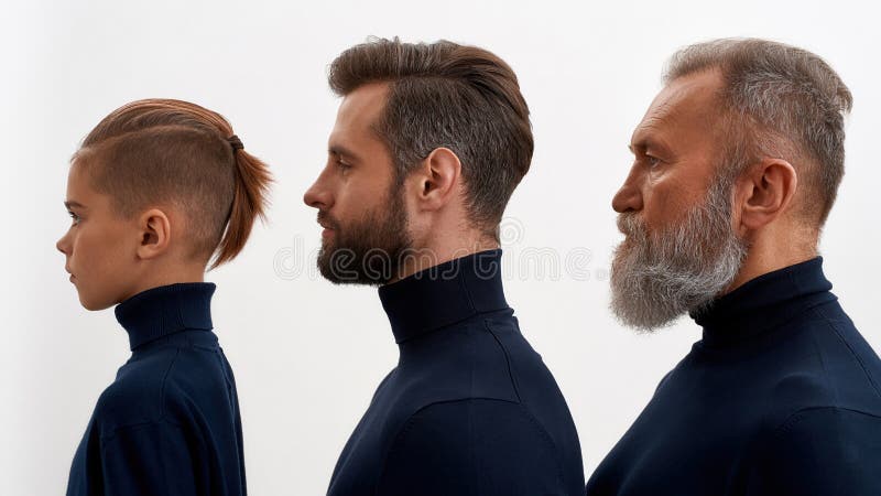 Three Generations of Men in Line Stock Image - Image of unity, love ...