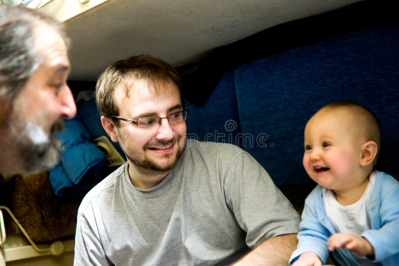 Three Generations of Men in Train Stock Image - Image of emotions, baby ...