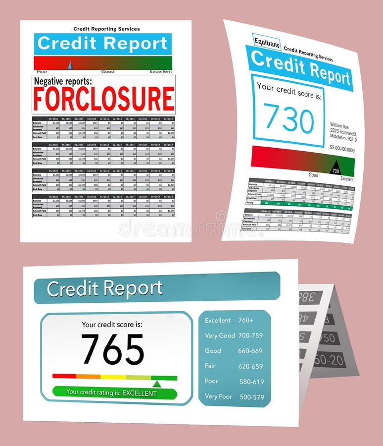 Three Generic Credit Reports for Use As a Graphic Resource are Seen ...