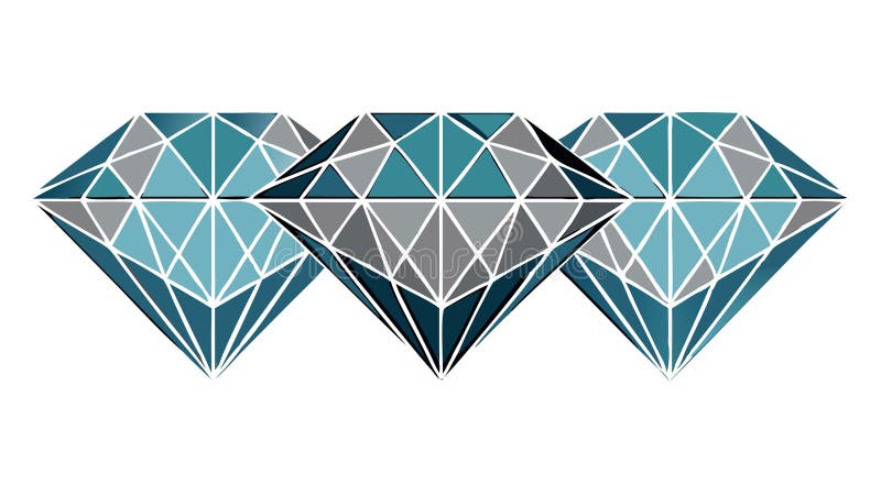 Three Geometric Diamonds Icon in Flat Design, Luxury Graphic, Vector ...