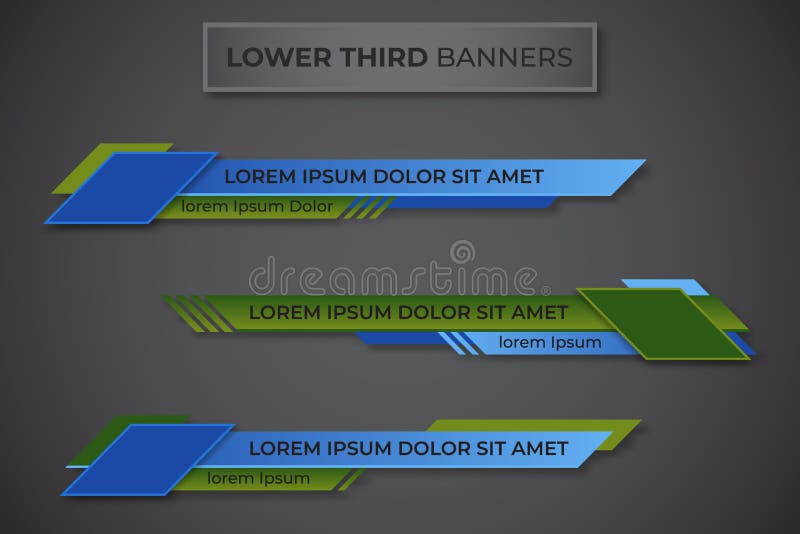 Three Geometric Lower Third Banners Set Design. Modern Geometric Lower ...