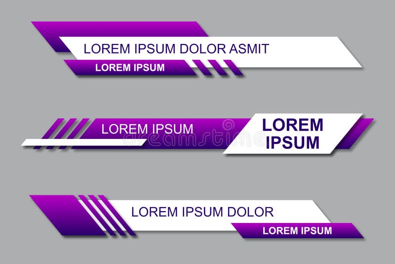 Three Geometric Lower Third Banners Set Design. Modern Geometric Lower ...