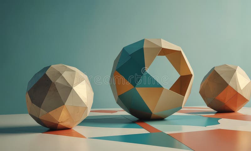 Three Geometric Sculptures, Each with Unique Shape and Color, are ...