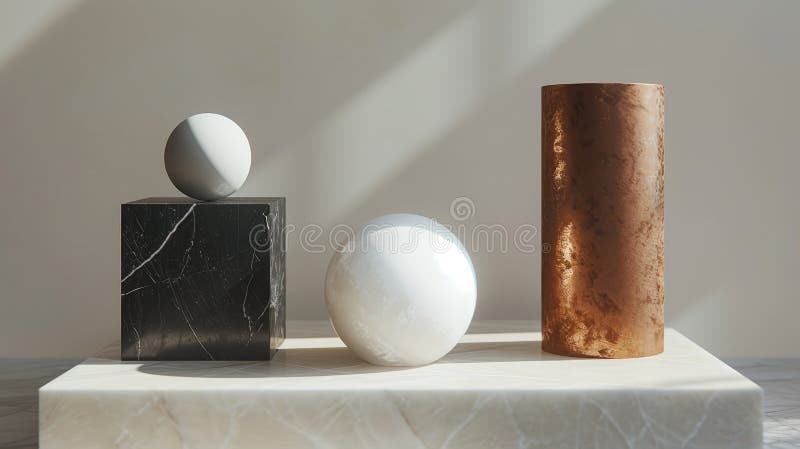 Three Geometric Shapes on a Table. Stock Photo - Image of shadows ...